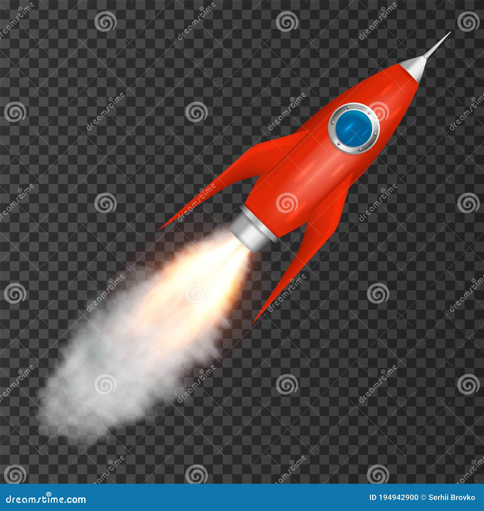 Realistic Rocket Fly Set. 8 Vector Illustrations Of The Coherent Stages ...