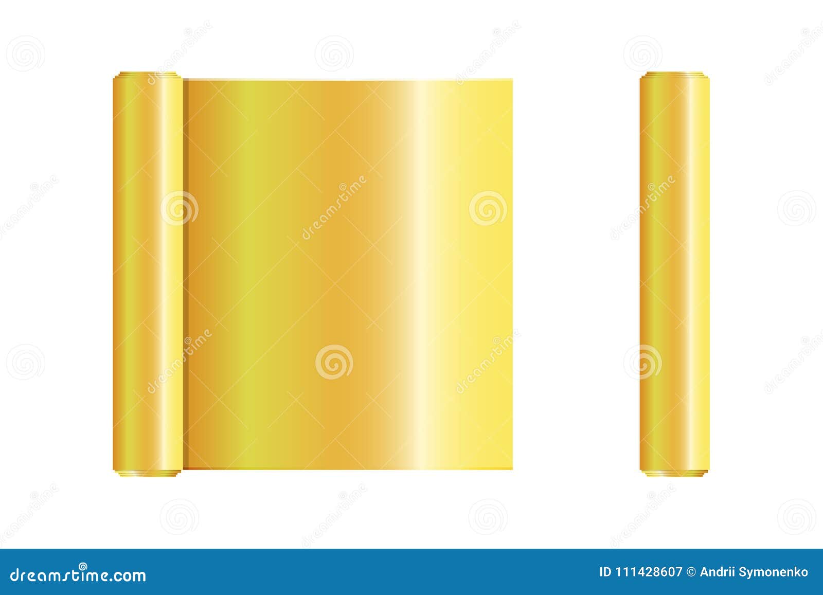 Realistic Roll of Golden Foil. Stock Vector - Illustration of book ...