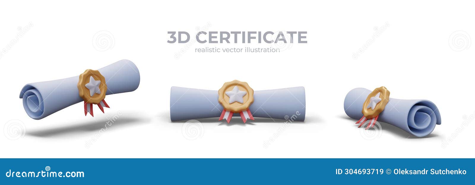 Realistic Rolled Certificate with Seal. Paper Scroll, Document Stock ...