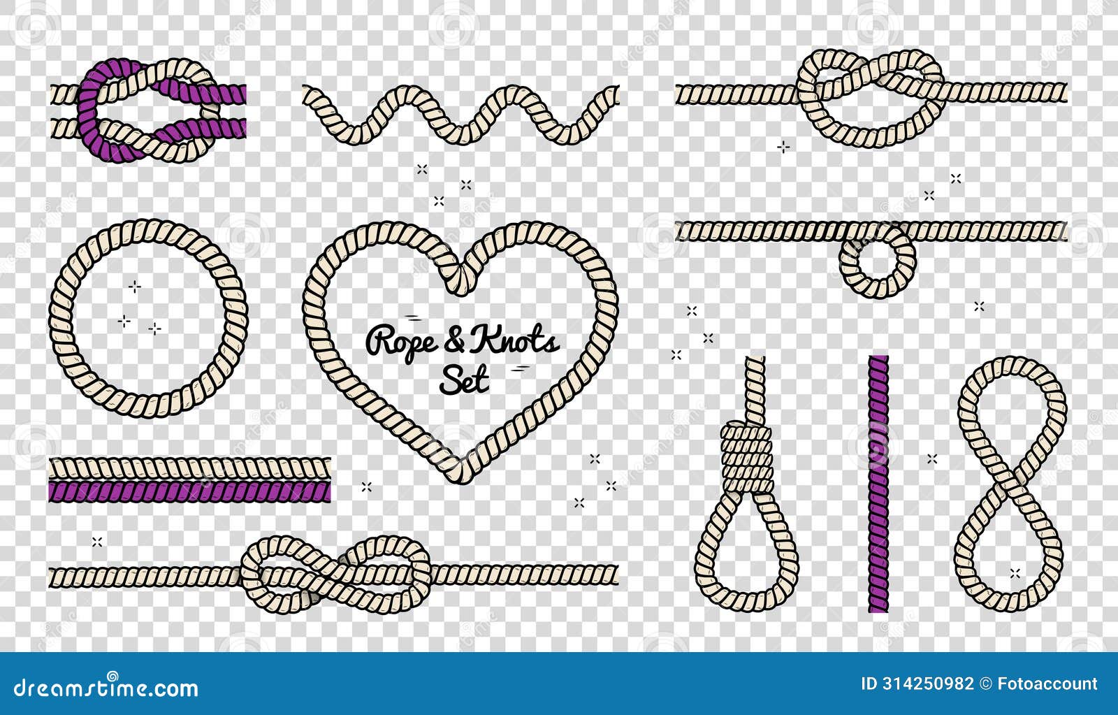 Realistic Rope Knots Set - Different Great Vector Illustrations ...