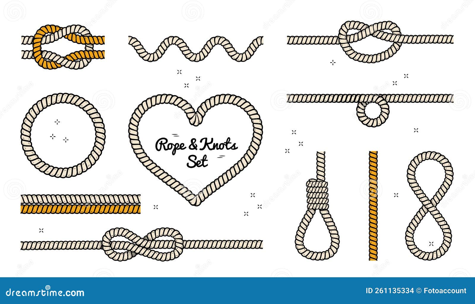 Realistic Rope Knots Set - Different Great Vector Illustrations ...