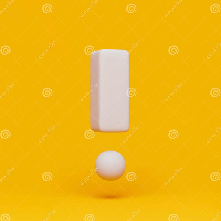 Realistic Rotating White Exclamation Mark Symbol on Yellow Stock Vector ...