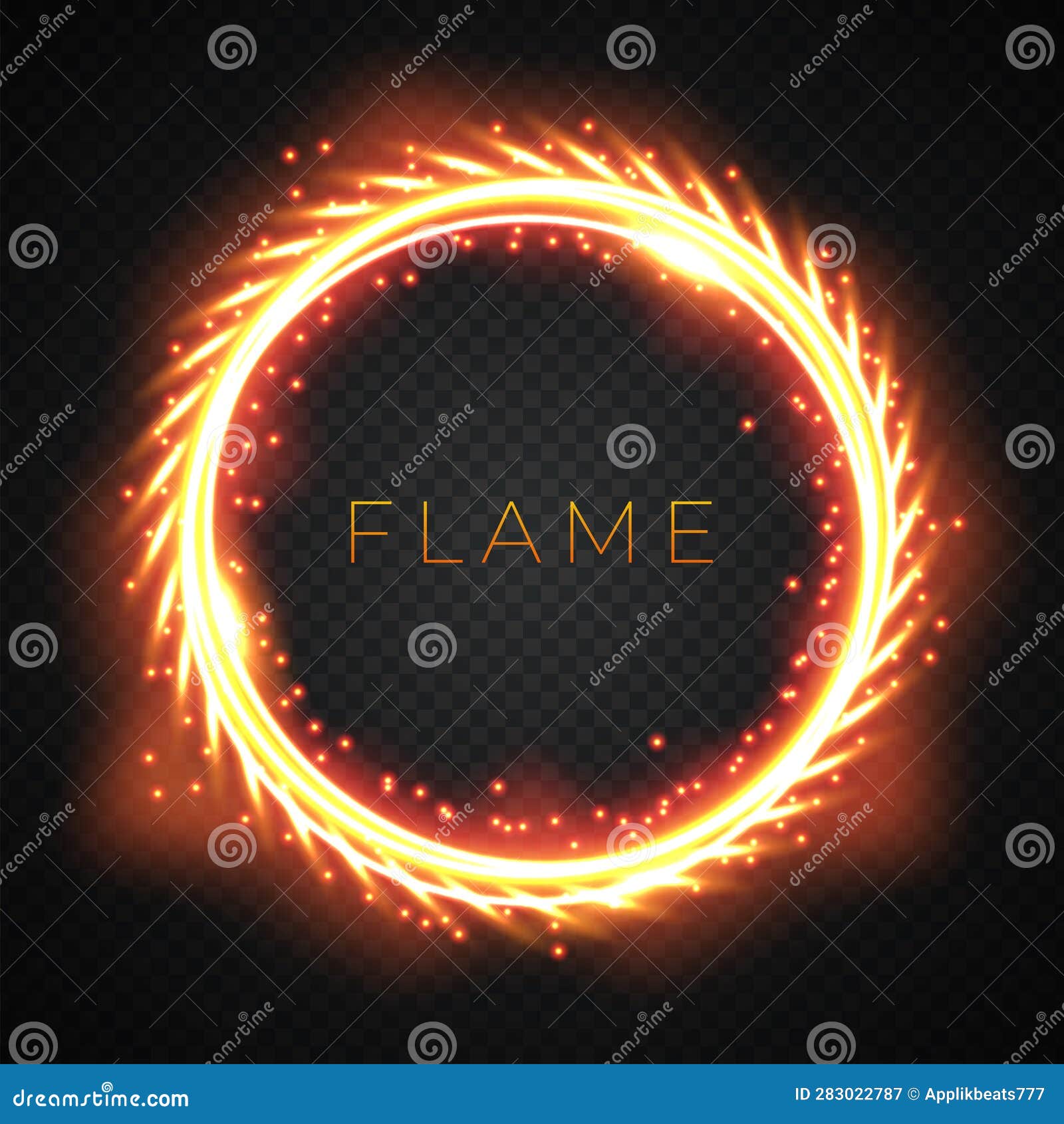 Realistic Round Light Fire Flame Frame Stock Vector - Illustration of ...