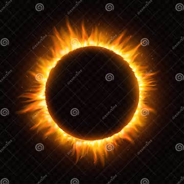 Realistic Round Light Fire Flame Frame on Transparent Background Stock ...