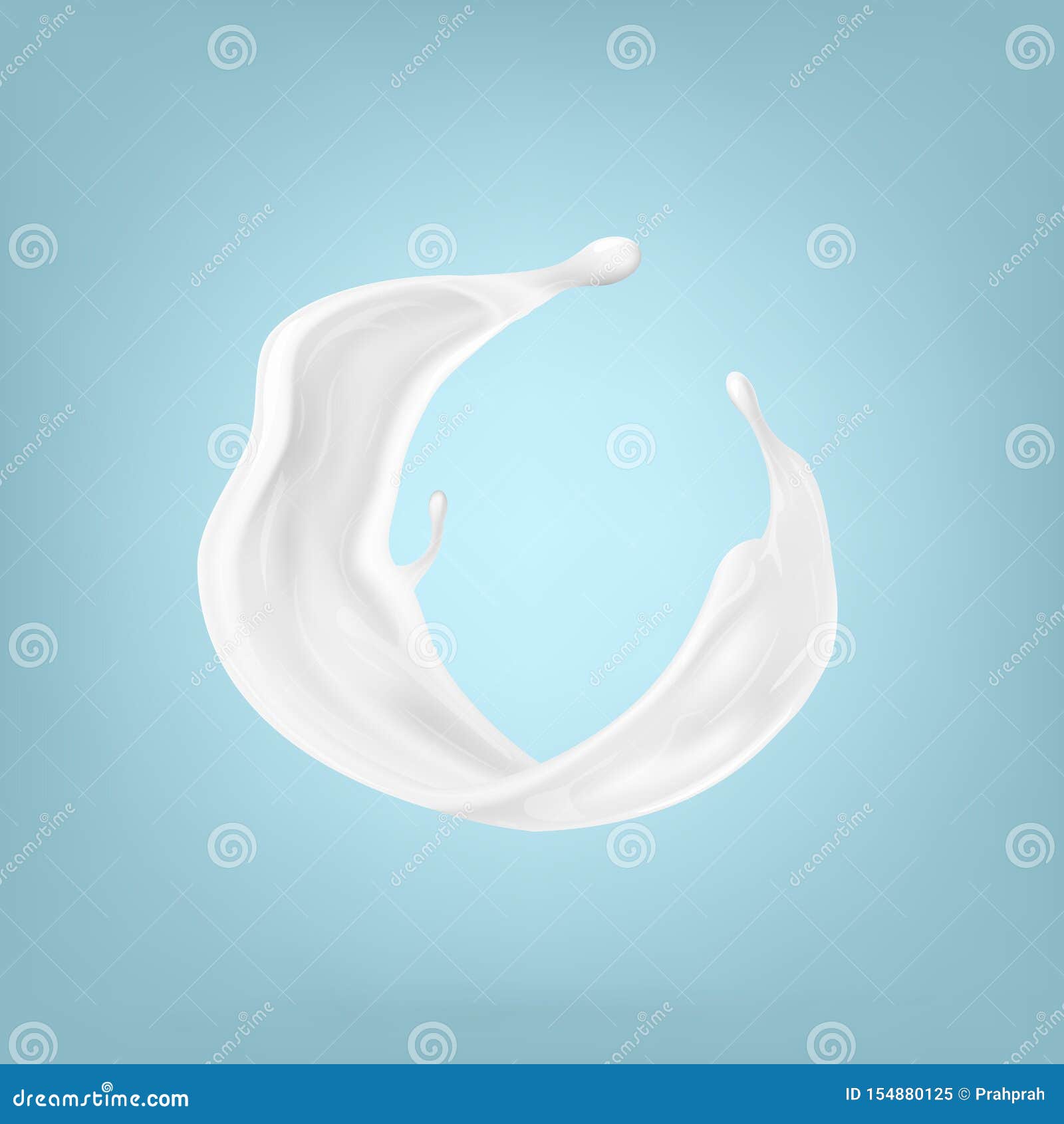 Realistic Round Milk Splash Isolated on Blue Background Stock ...
