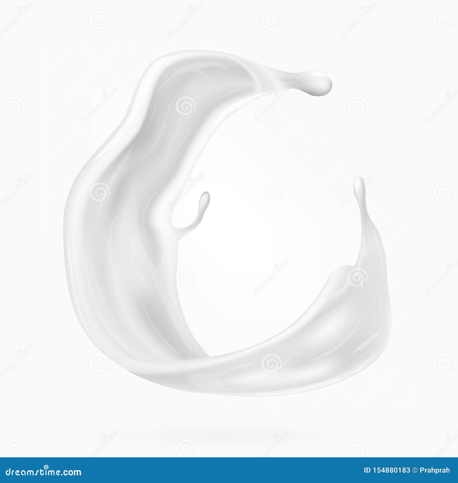 Realistic Round Milk Splash Isolated on Blue Background Stock ...