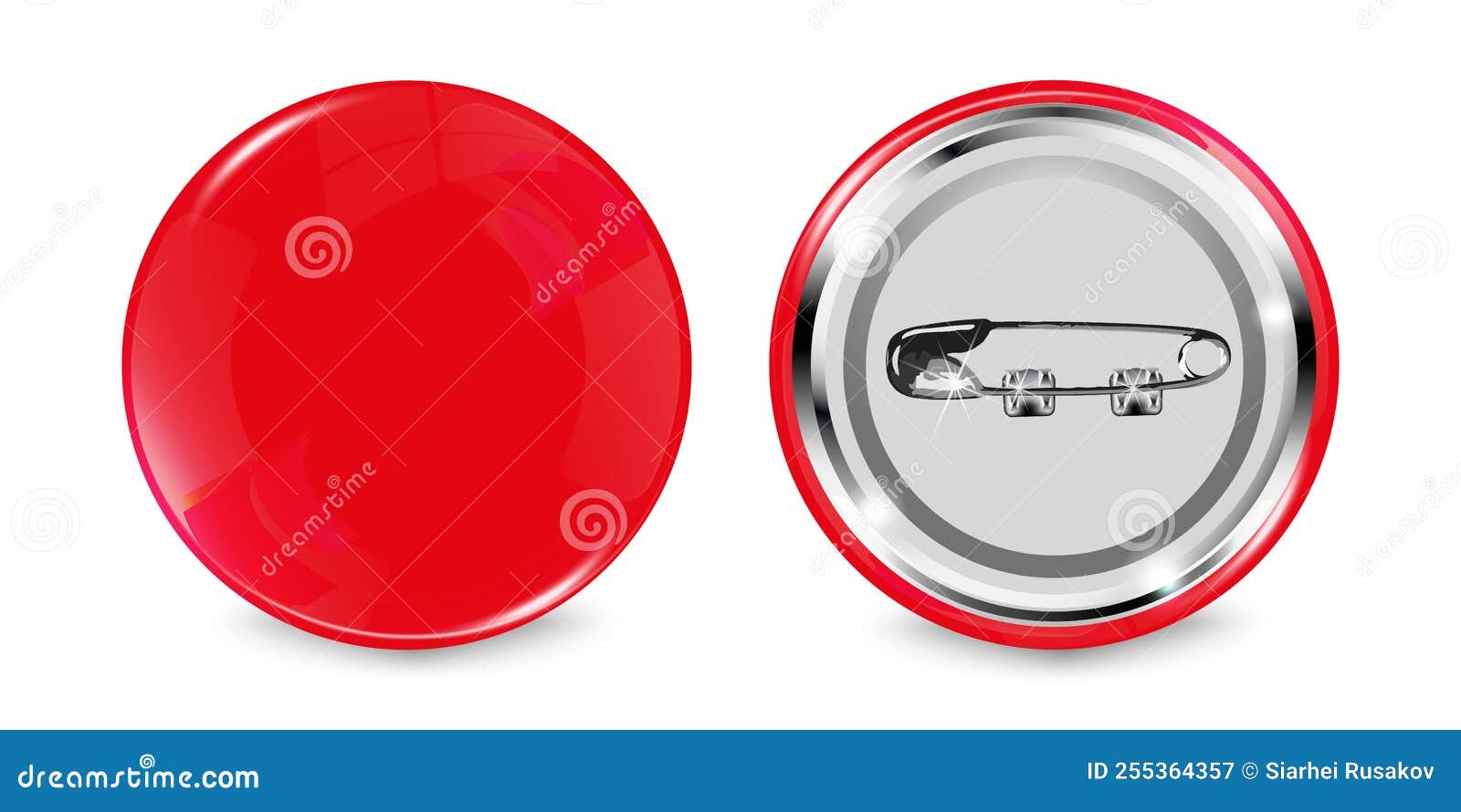 Realistic Round Red Blank Icon. 3D Glossy Button. the Layout of the Pin ...