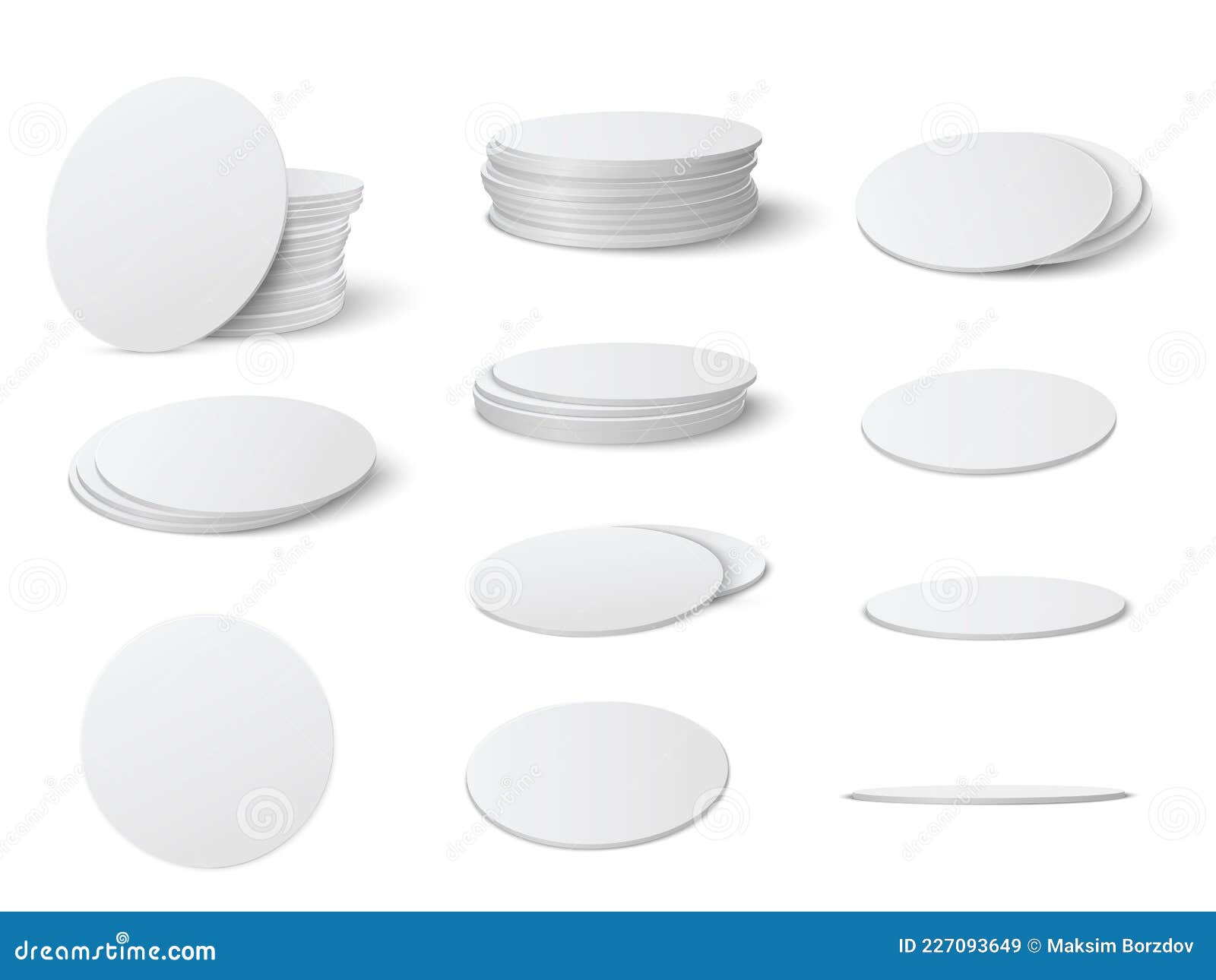 Realistic Round and Square Table Coasters Mockup Set. Stock Vector ...