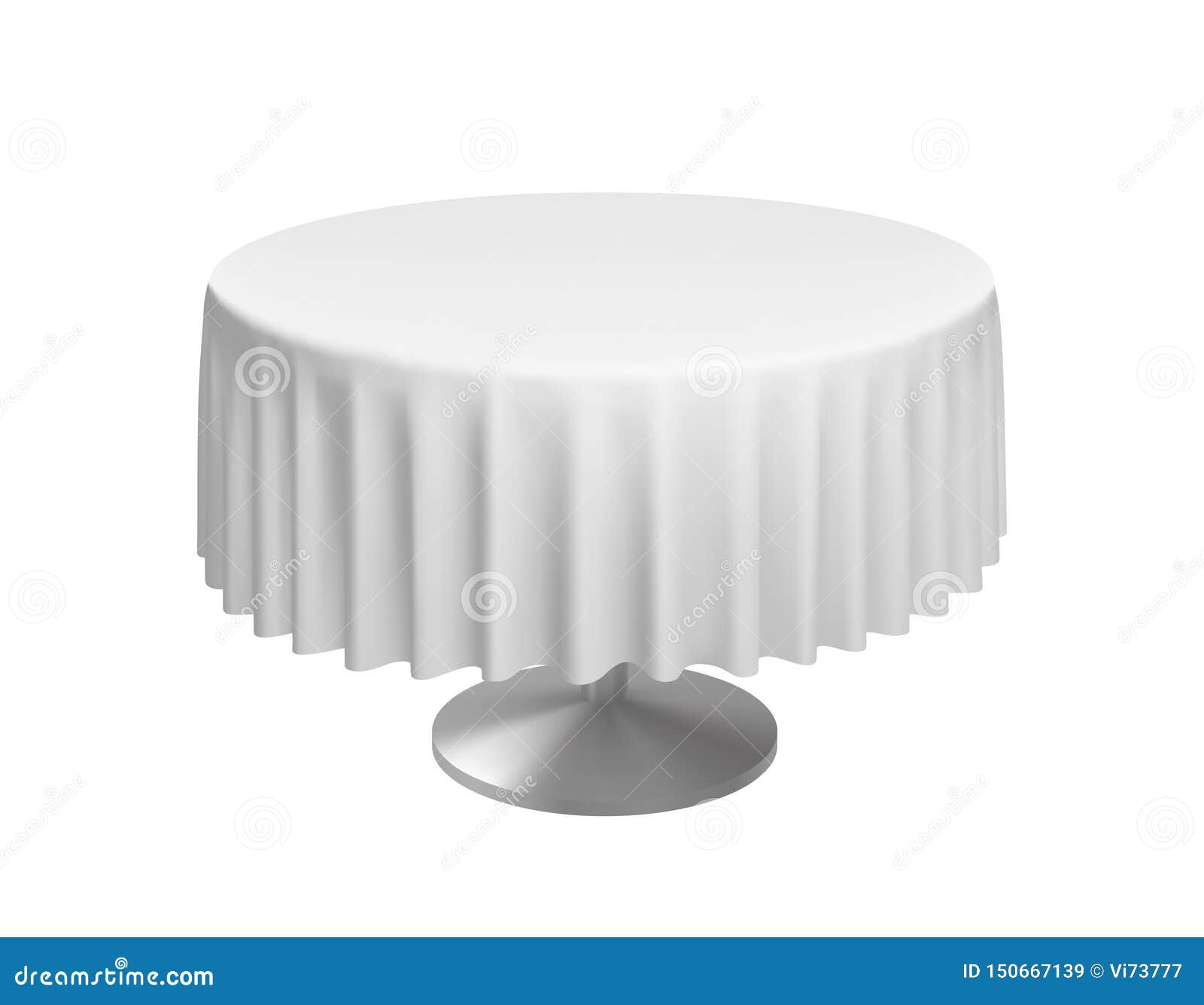 Realistic Round Table with White Folded Tablecloth. Vector Template ...
