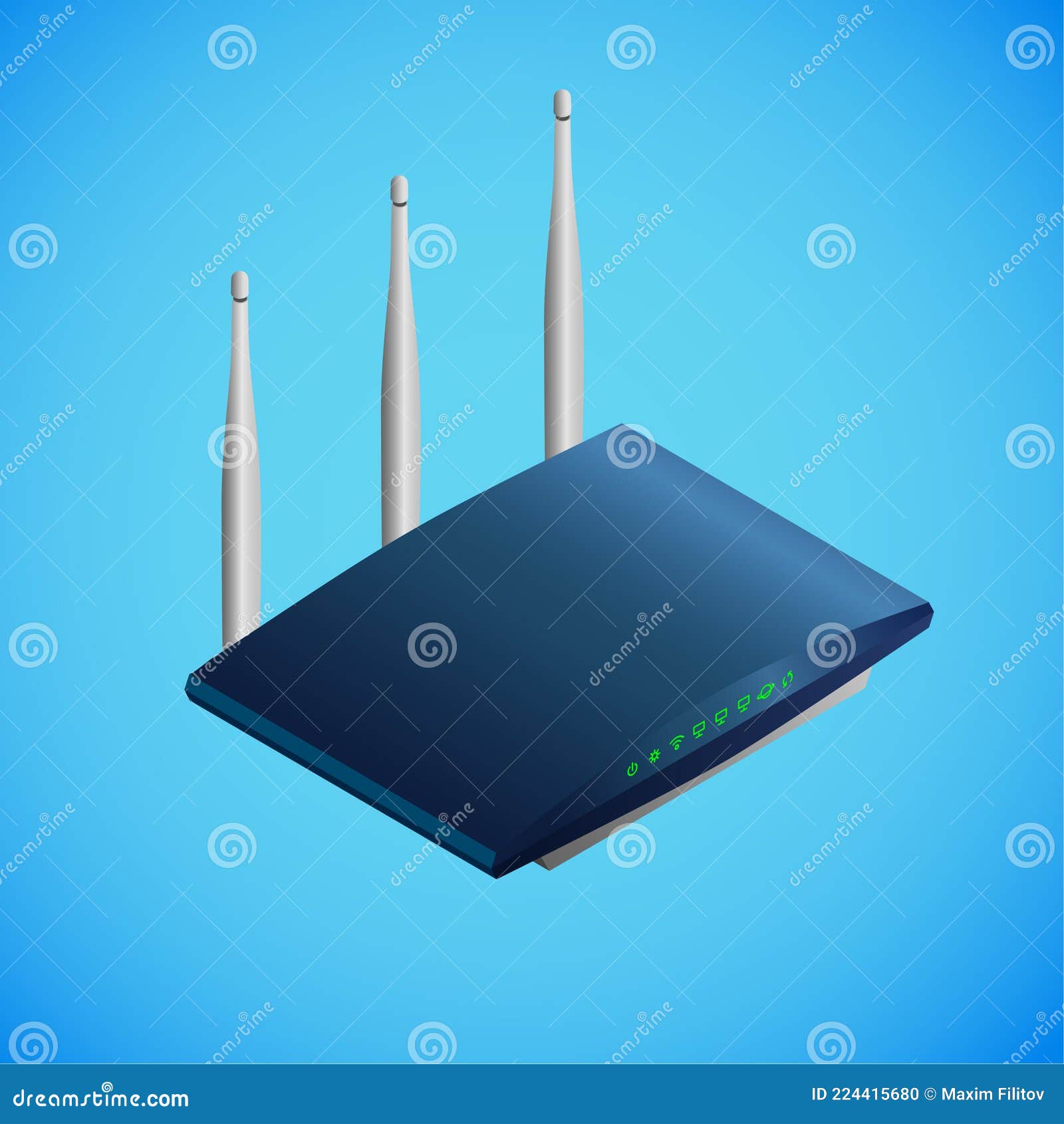 Realistic Router in Isometry. Vector Isometric Illustration of ...