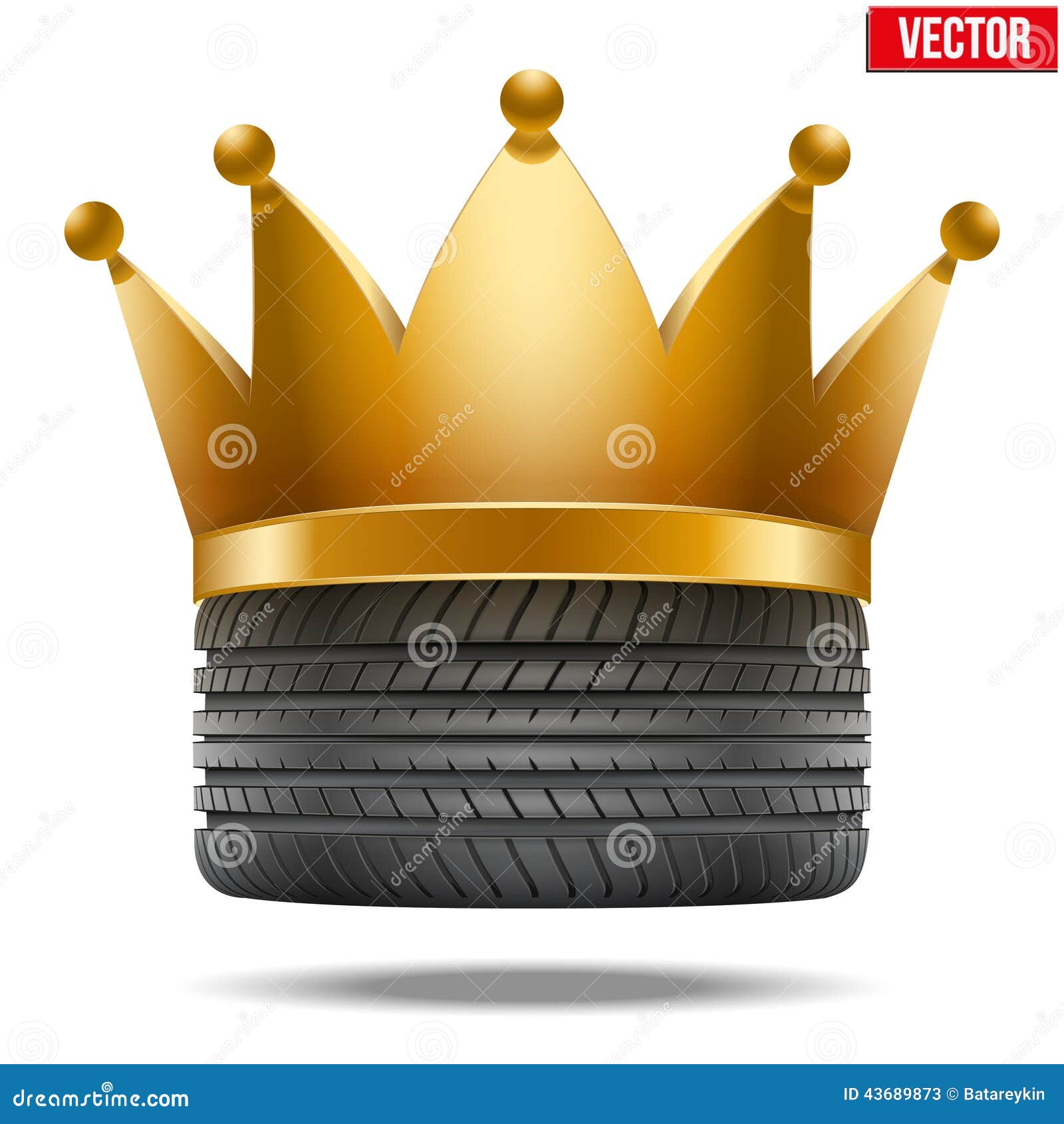 Realistic Rubber Tire with a Golden Crown Stock Vector - Illustration ...