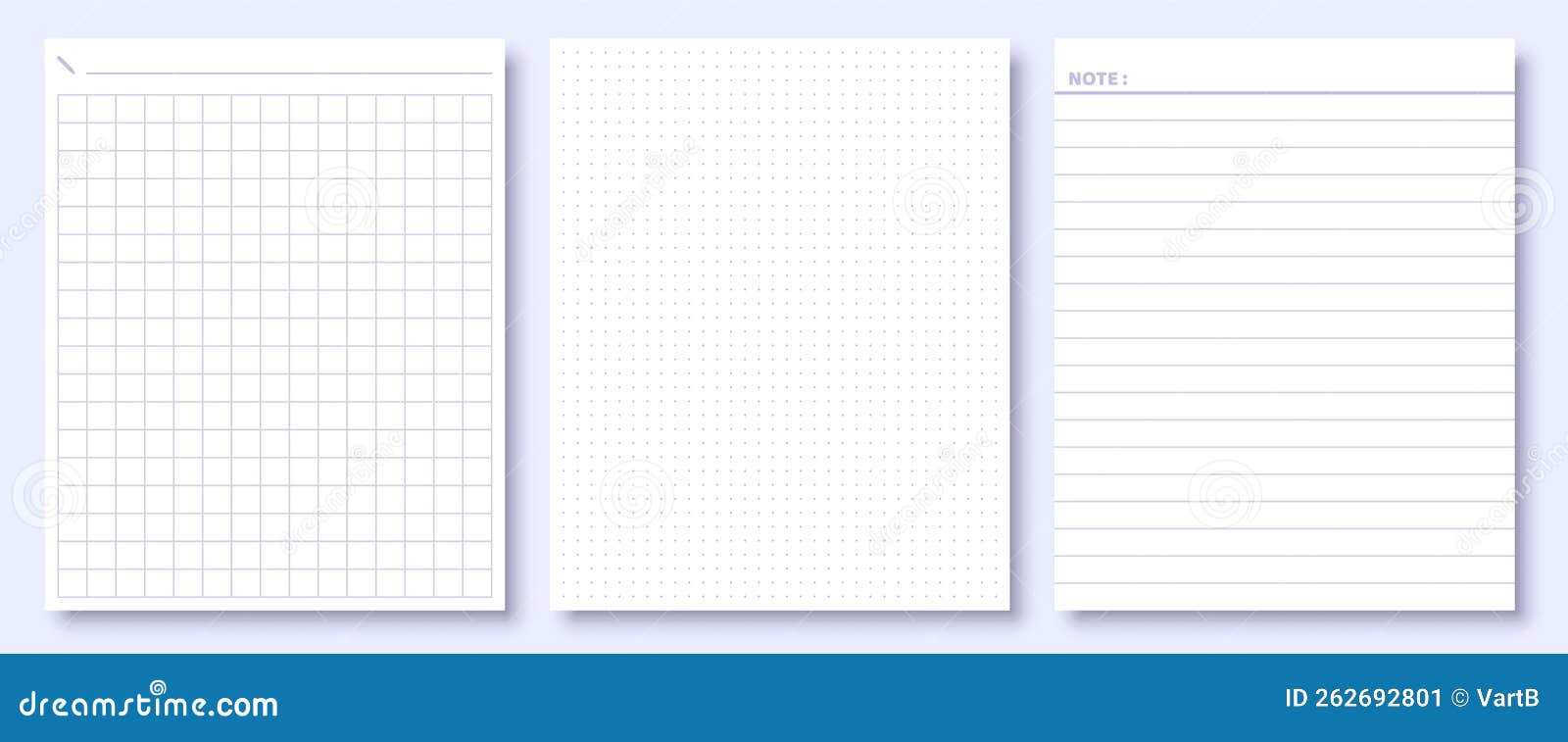Realistic Ruled Line Notepad Diary Blank Sheet Set Stock Vector ...