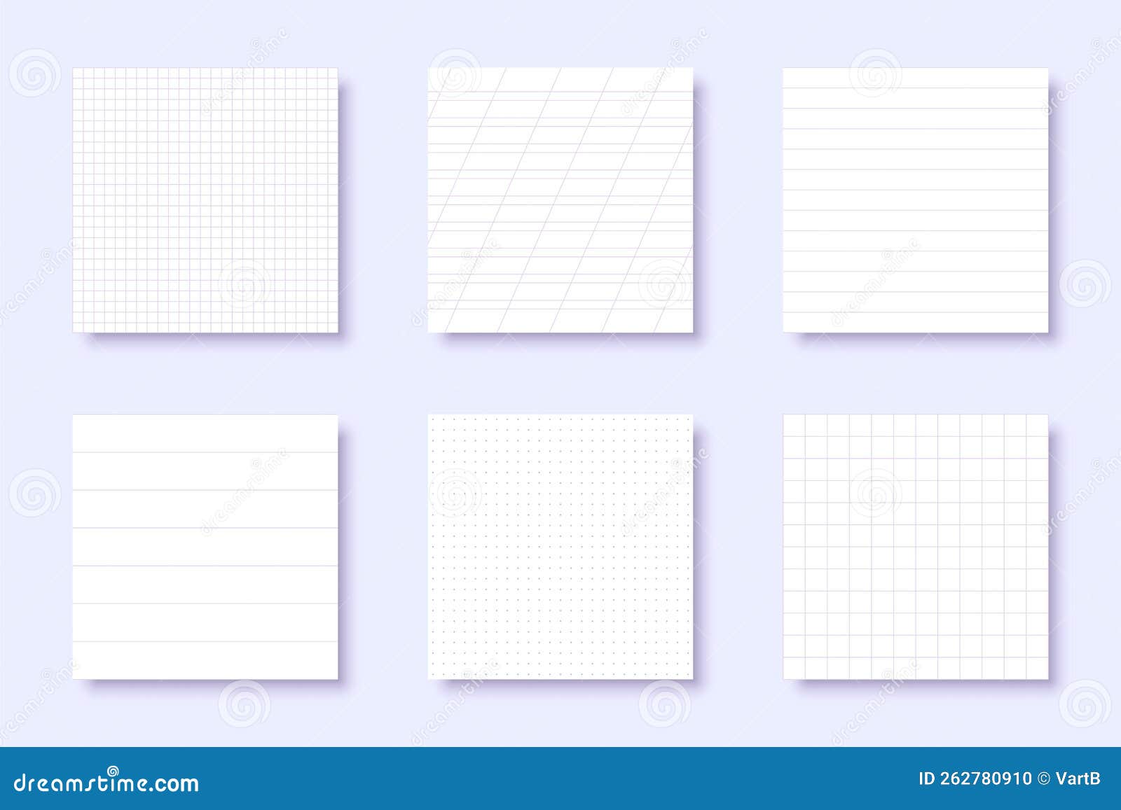 Realistic Ruled Lined Pattern Notepad Flat Set Stock Vector ...