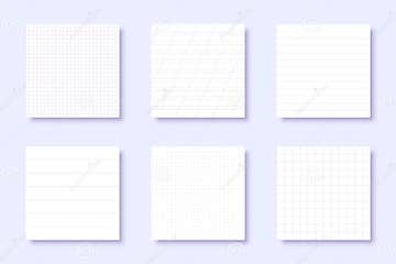 Realistic Ruled Lined Pattern Notepad Flat Set Stock Vector ...
