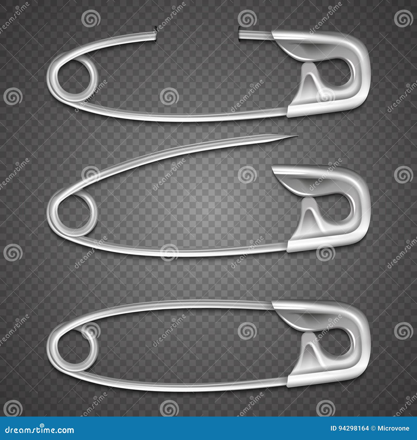 Realistic Safety Sewing Silver Pin Isolates in Transparent Background ...