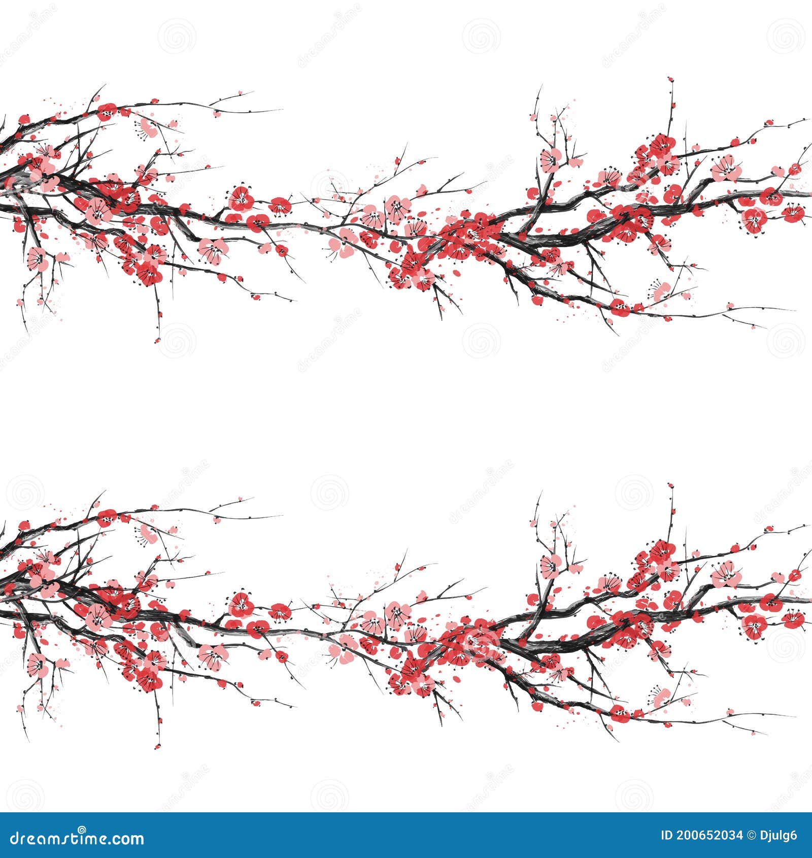 Realistic Sakura Blossom - Japanese Cherry Tree Template Blank Isolated ...