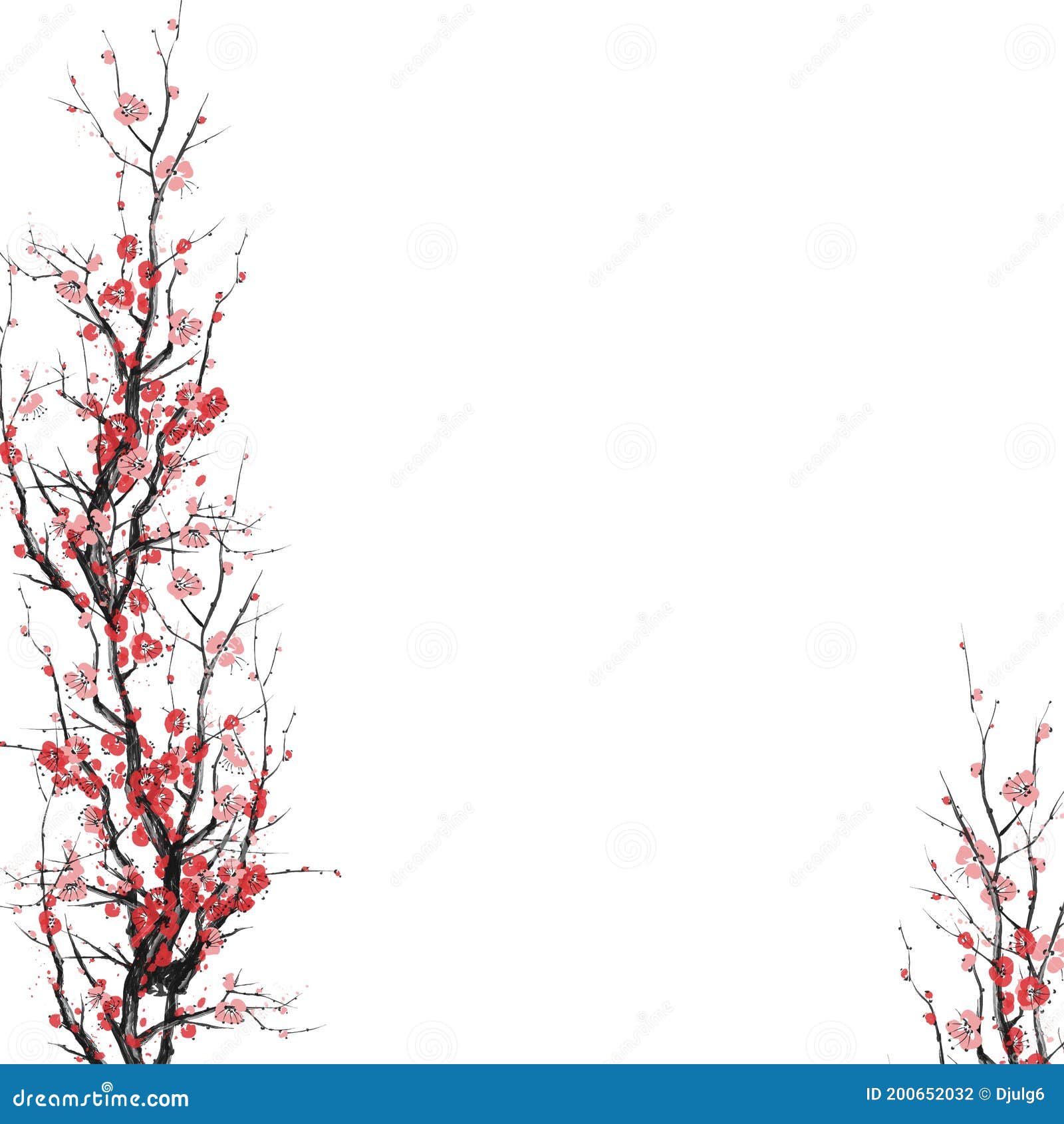 Realistic Sakura Blossom - Japanese Cherry Tree Template Blank Isolated ...
