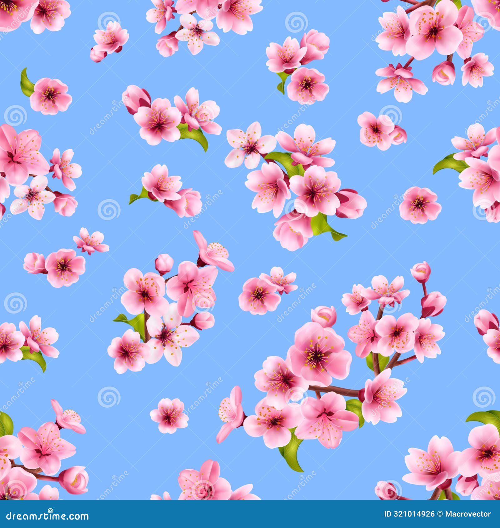 Realistic Sakura Pattern Composition with Cherry Blossom Stock Photo ...
