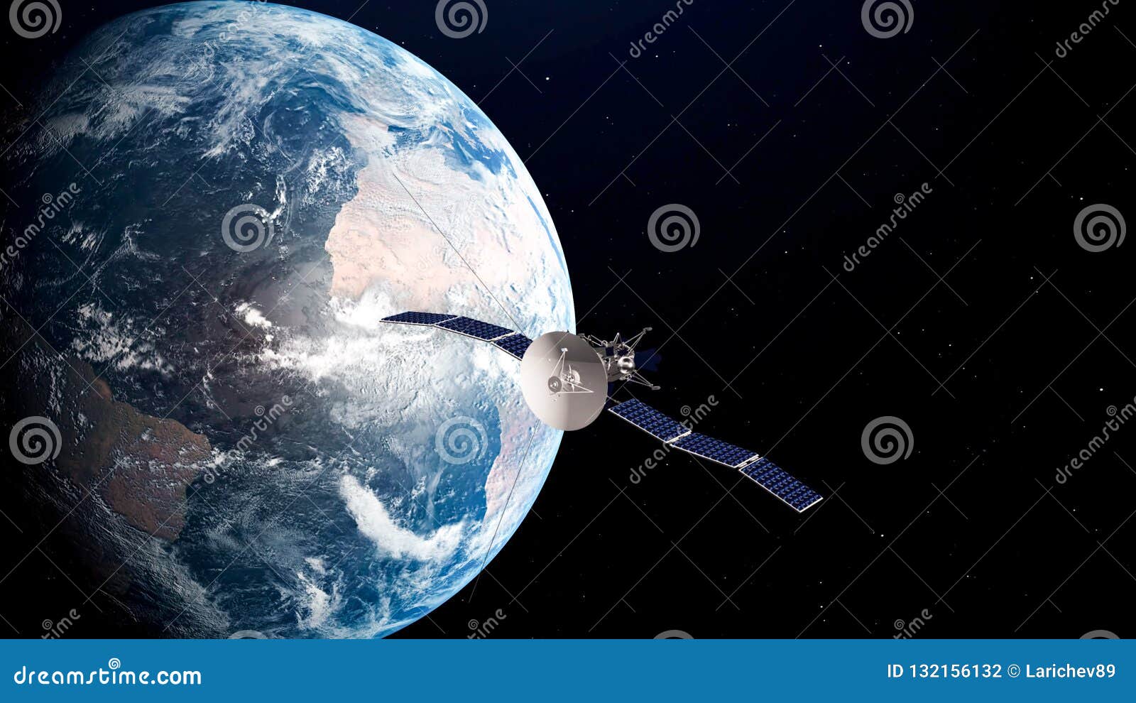 Realistic Satellite on Earth Orbit. 3D Illustration Stock Illustration ...