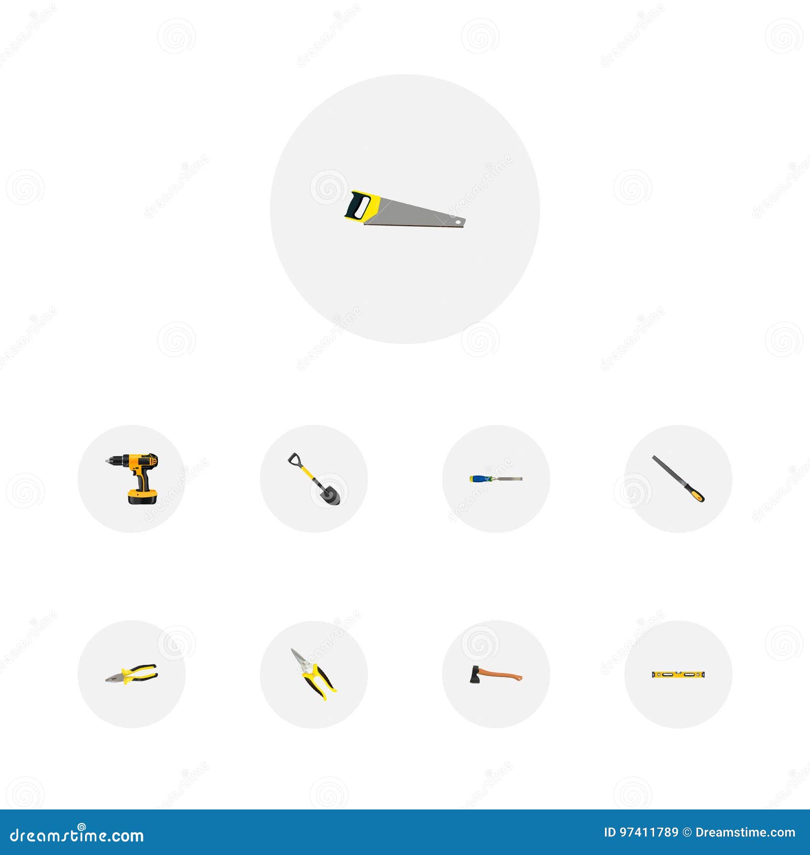 Realistic Scissors, Hatchet, Spade and Other Vector Elements. Set of ...