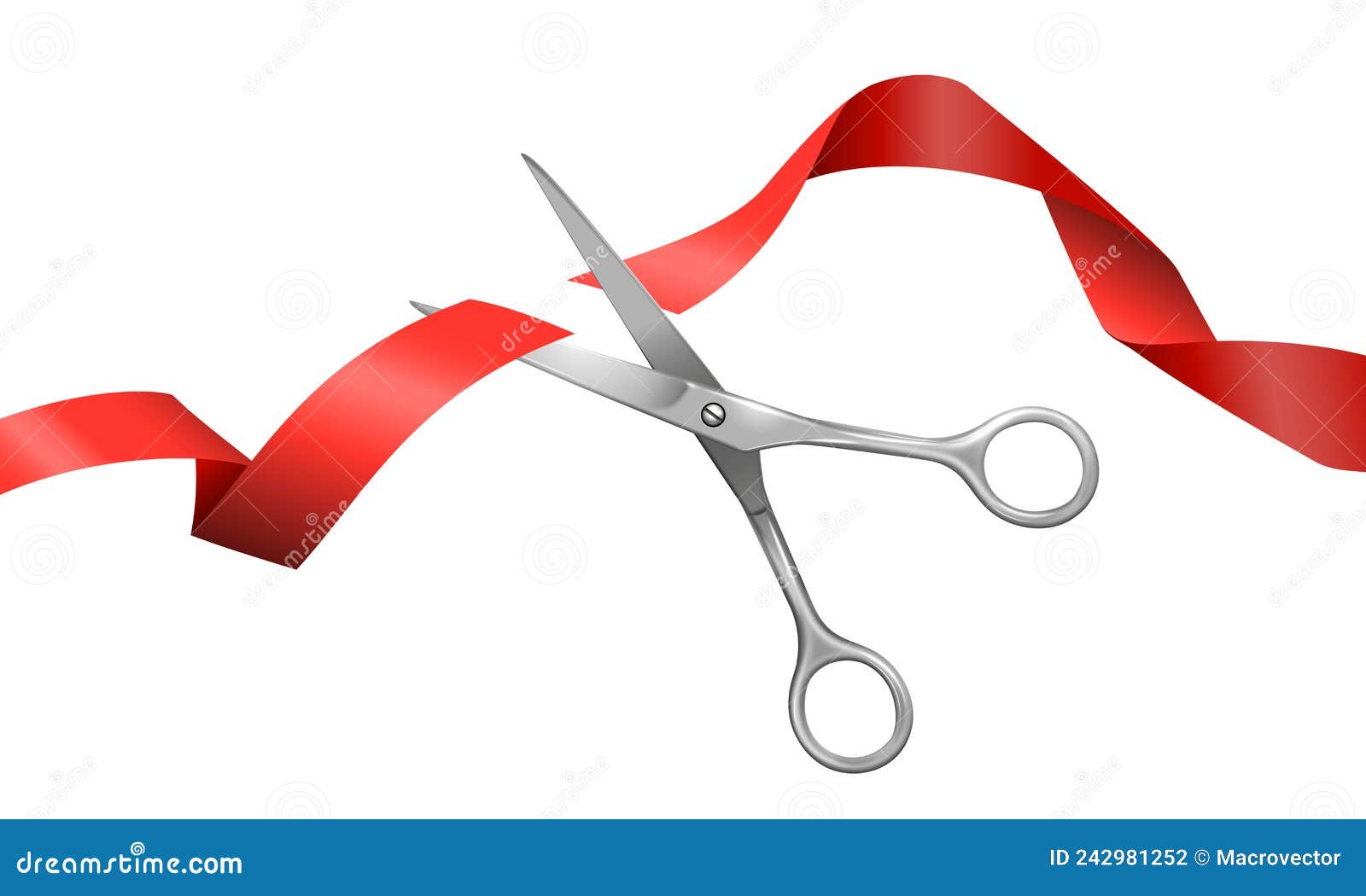 Realistic Scissors and Red Ribbon Stock Vector - Illustration of ...