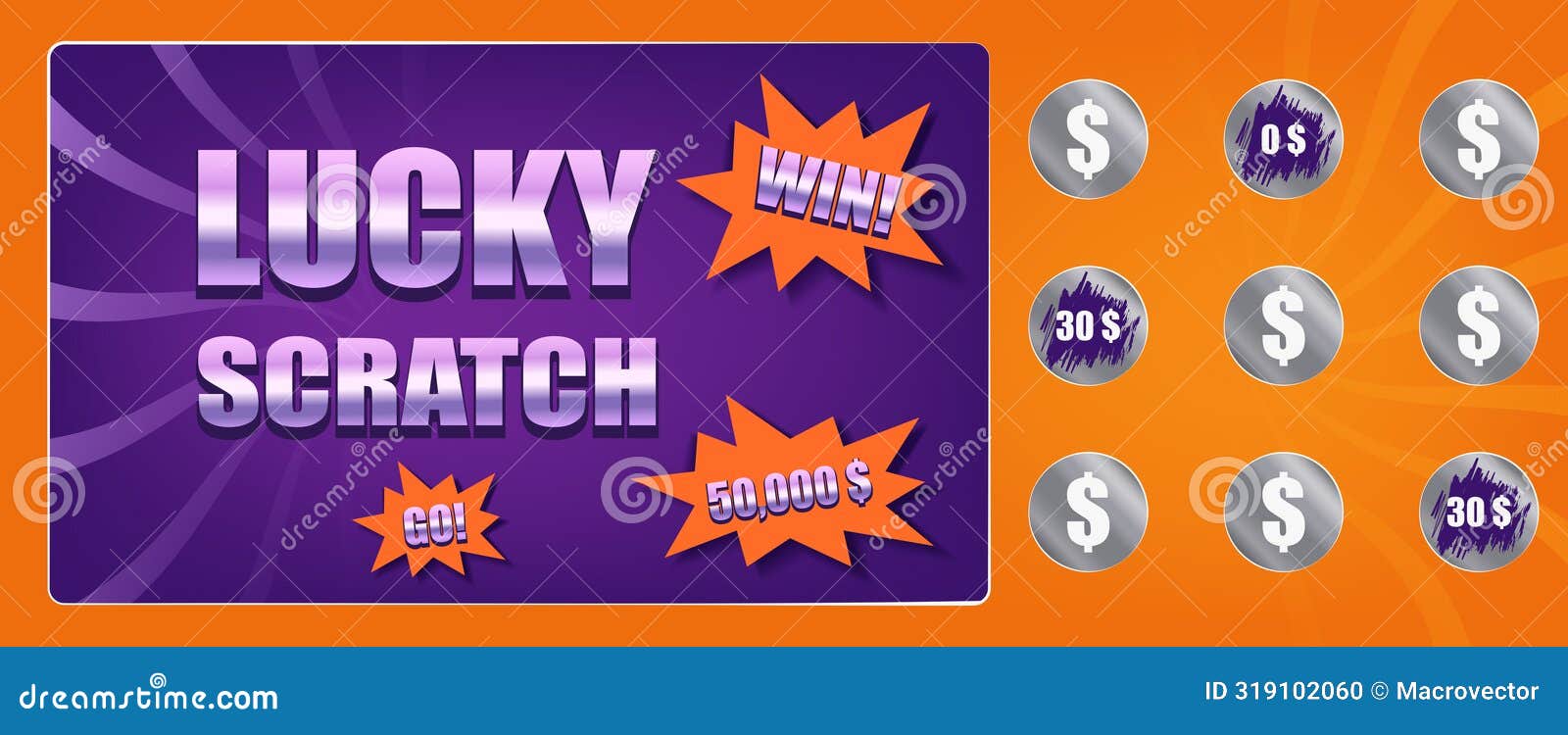 Realistic Scratch Card Banner Stock Illustration - Illustration of ...