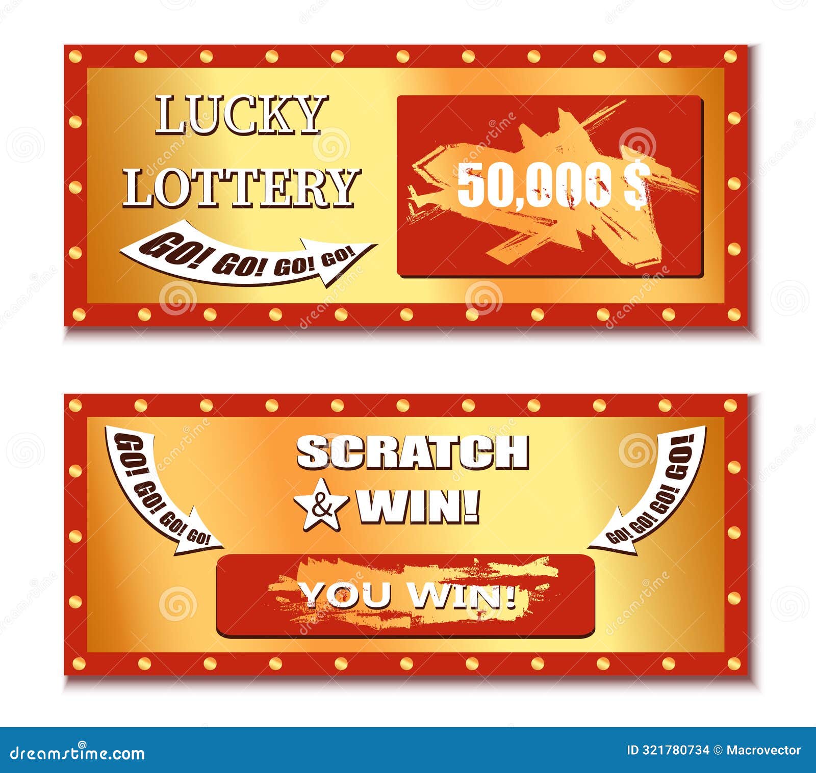 Realistic Scratch Card Horizontal Card Set Stock Illustration ...