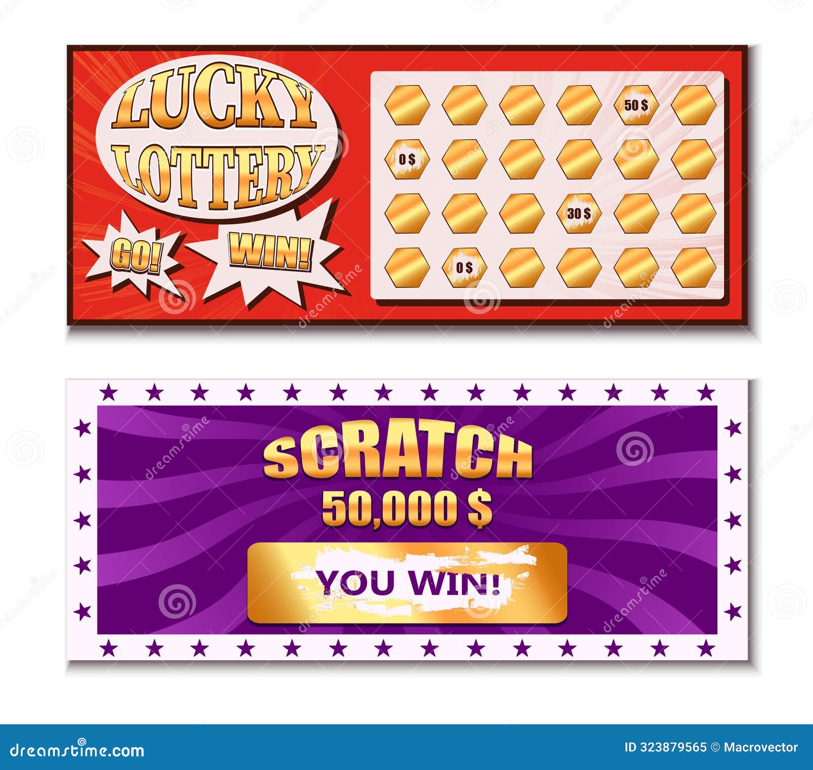 Realistic Scratch Card Horizontal Cards Stock Illustration ...