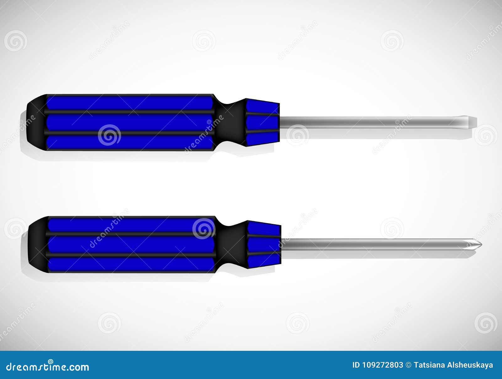 Realistic Screwdriver with Blue Handle, on White Set. Stock Vector ...