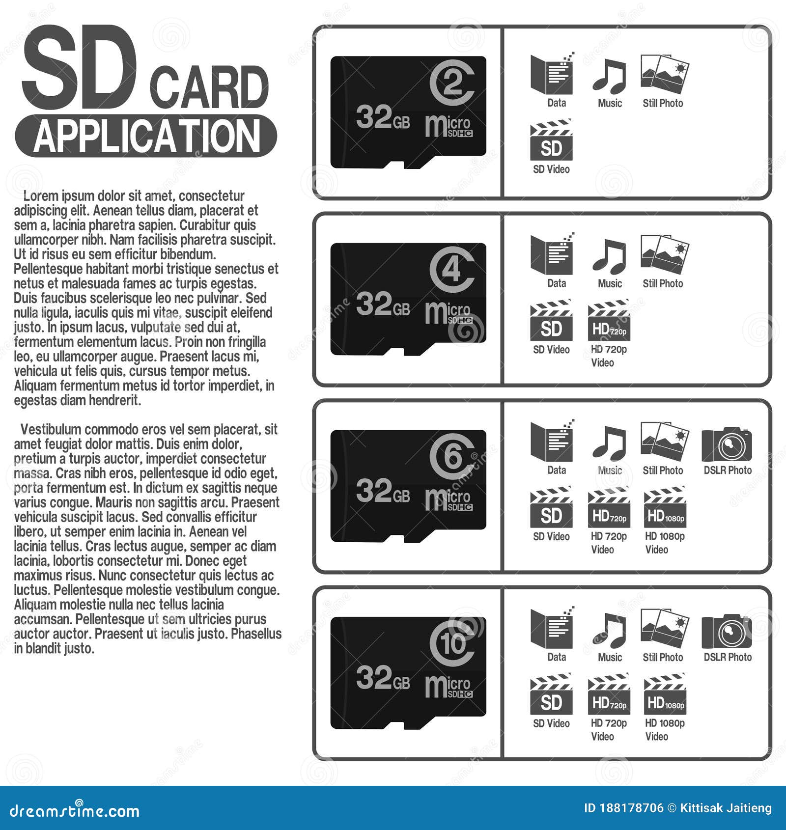 Realistic SD Card and Its Application for Each Class Stock Vector ...