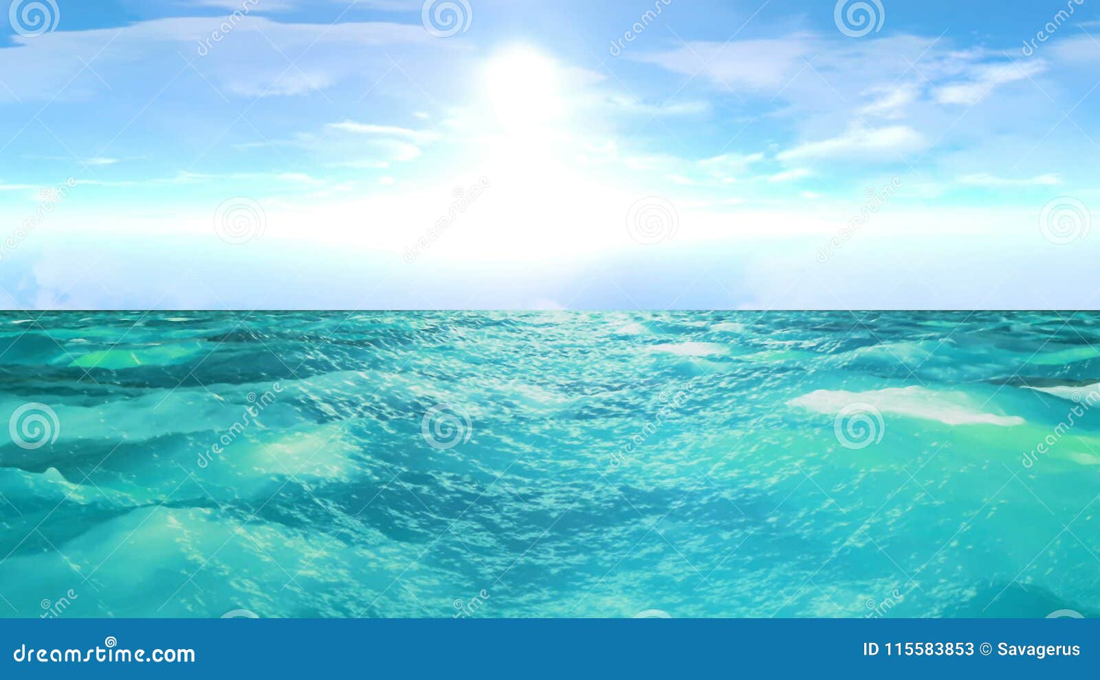 Realistic Sea, Abstract Background 3D Rendering Stock Illustration ...