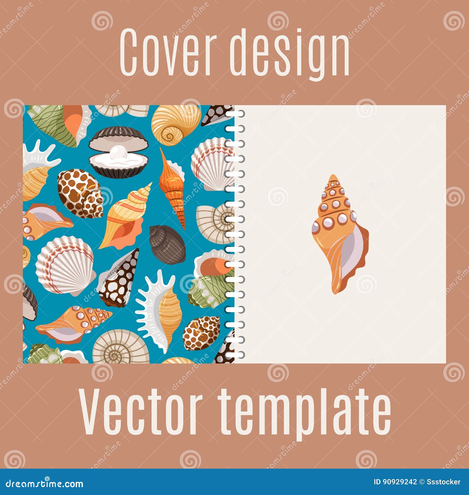 Realistic Sea Shell Pattern Cover Design Stock Vector - Illustration of ...