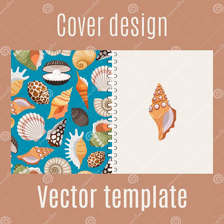 Realistic Sea Shell Pattern Cover Design Stock Vector - Illustration of ...