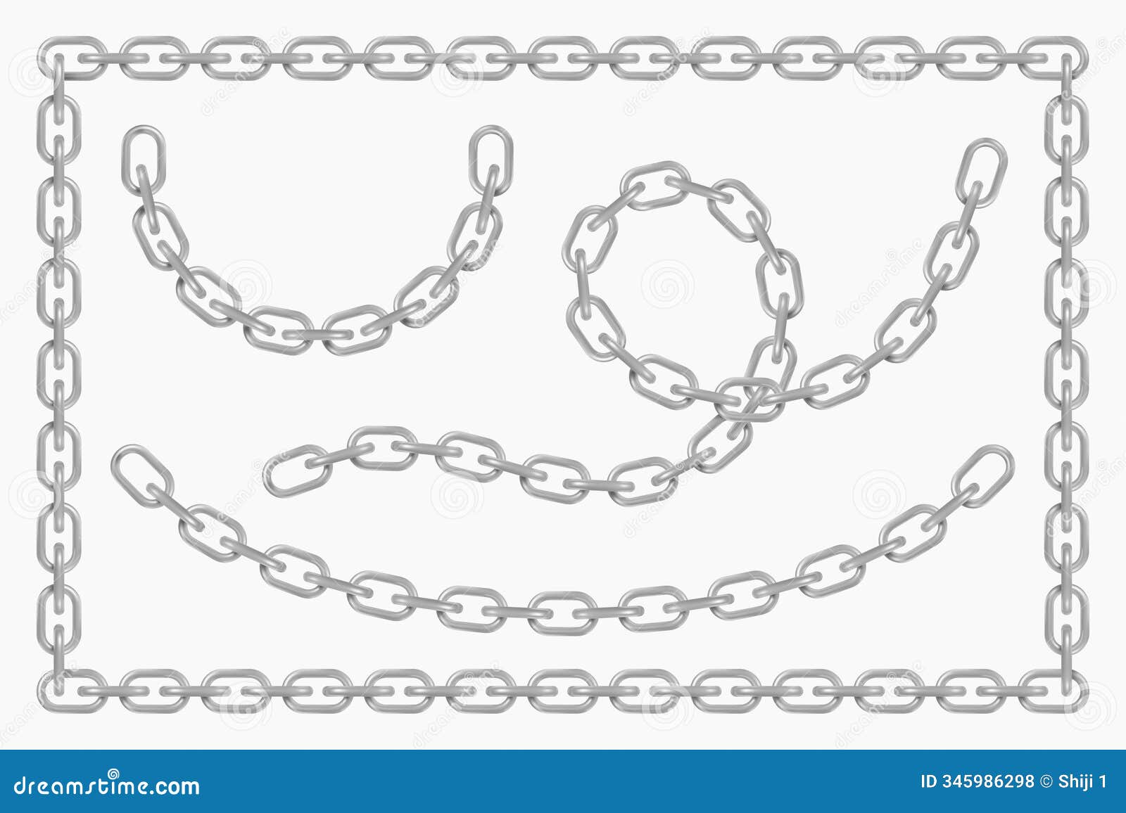 Realistic Seamless Glossy Metal Chains Stock Illustration ...