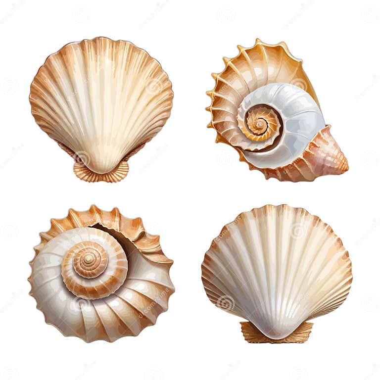 Realistic Seashells Set Vector Illustration Stock Illustration ...