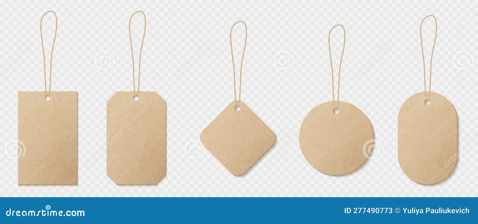 Realistic Set of Craft Paper Labels on String Stock Illustration ...