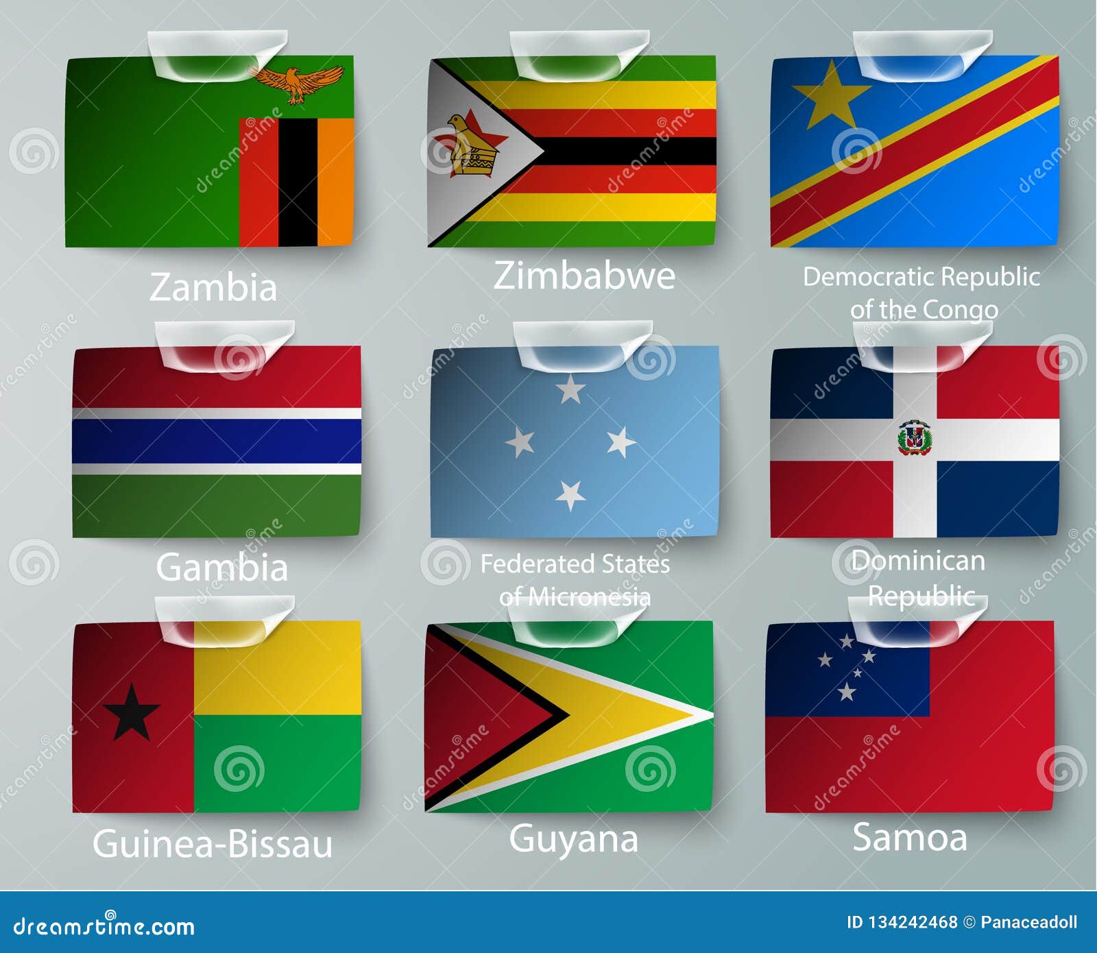 Realistic Set of Flags of Paper of Countries with Tapes Stock ...