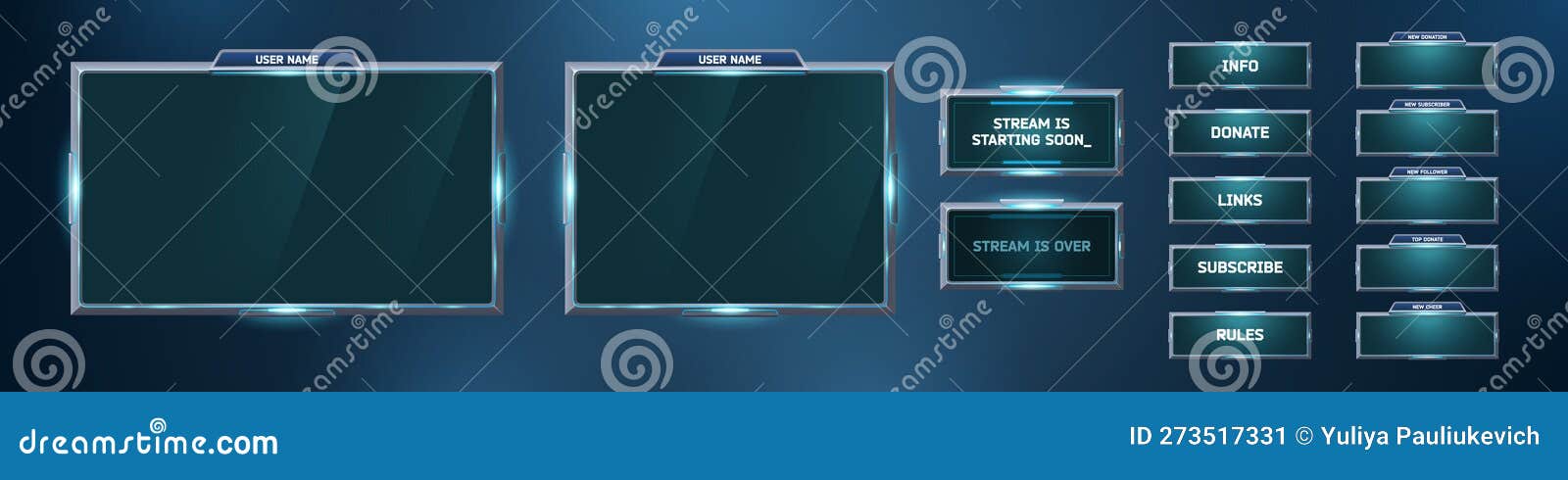Game Stream Frames. Futuristic Gamers Live Streaming Interface Screen ...