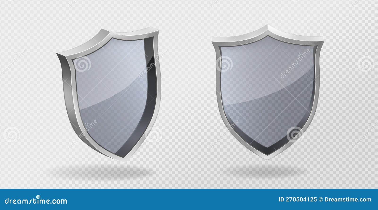 Realistic Set of Glass Shield in Metal Frame Stock Vector ...