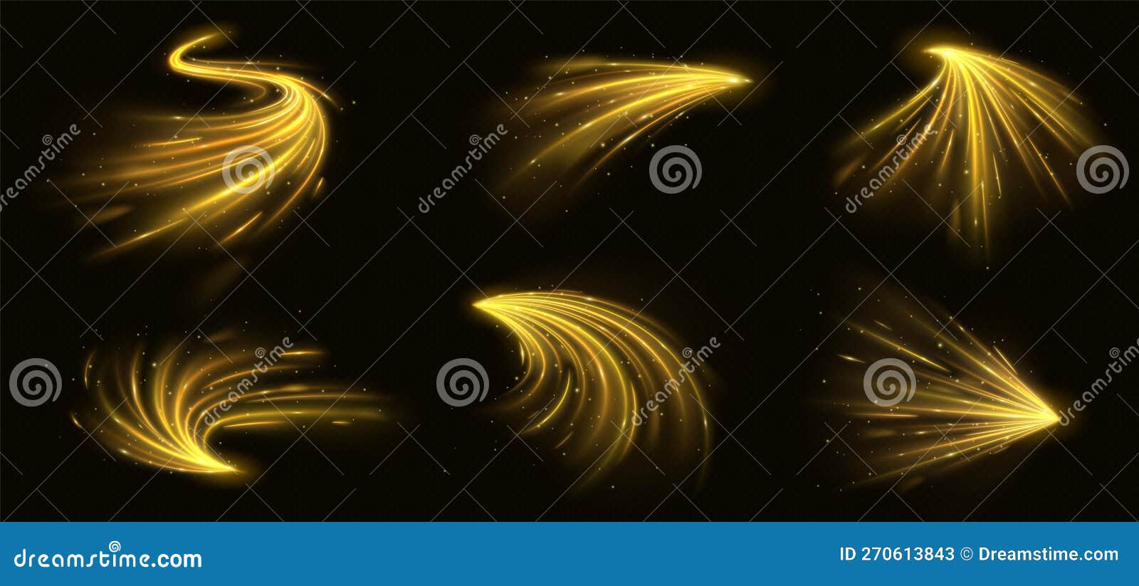 Realistic Set of Long Exposure Yellow Light Effect Stock Vector ...
