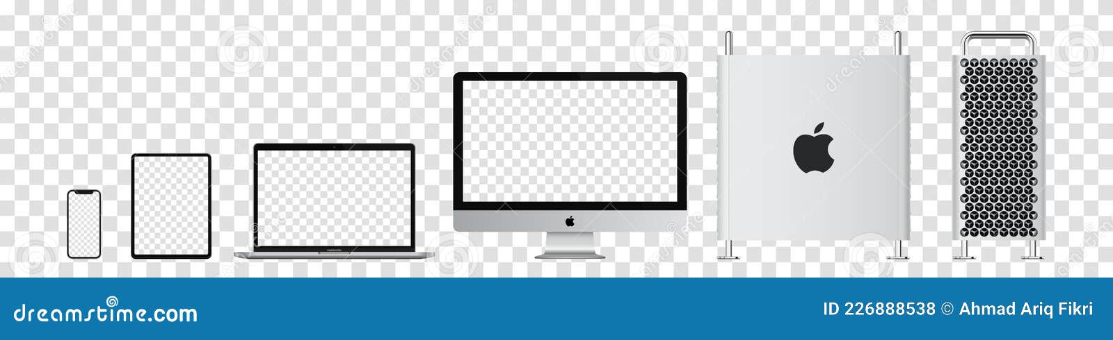 Realistic Set of Mac Pro, Imac, Macbook, Ipad, Iphone by Apple Inc ...