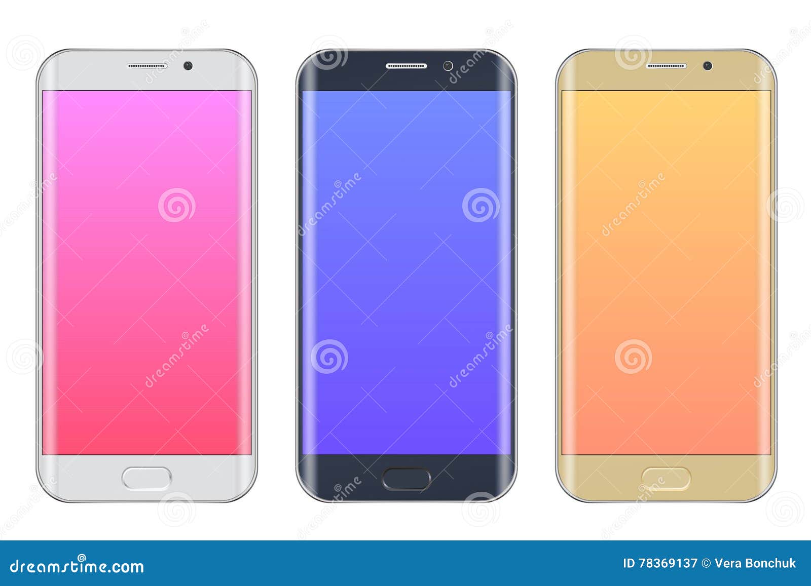 Realistic Set Mobile Phones Stock Illustration - Illustration of smart ...