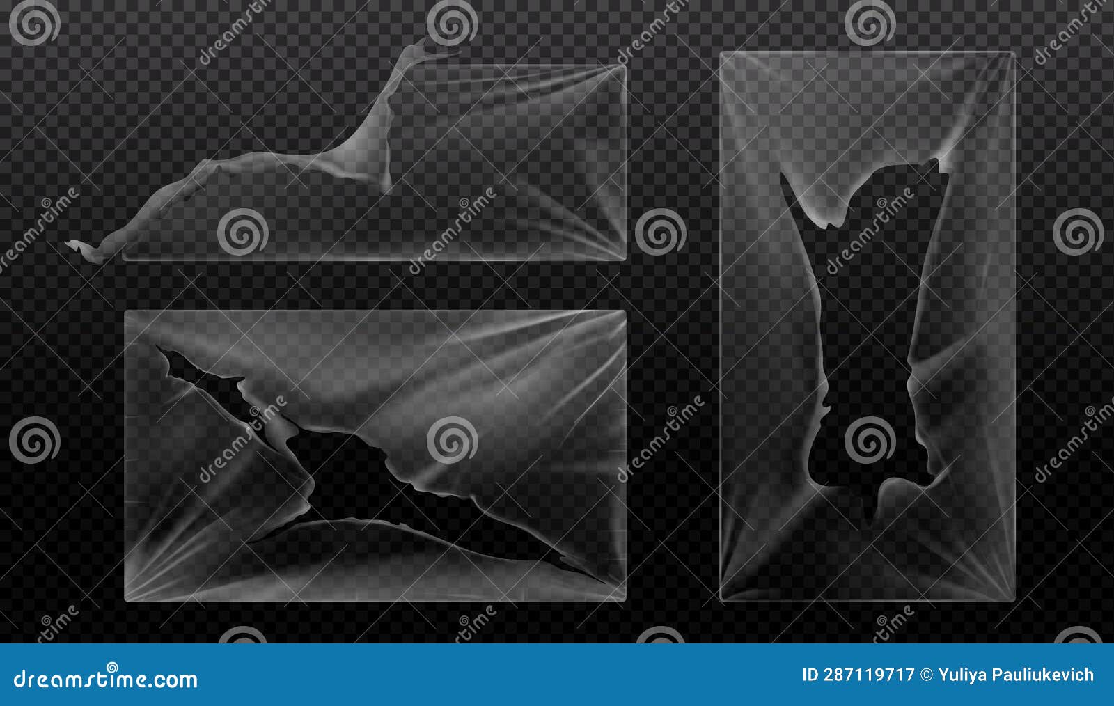 Realistic Set of Ripped Plastic Wraps Stock Vector - Illustration of ...
