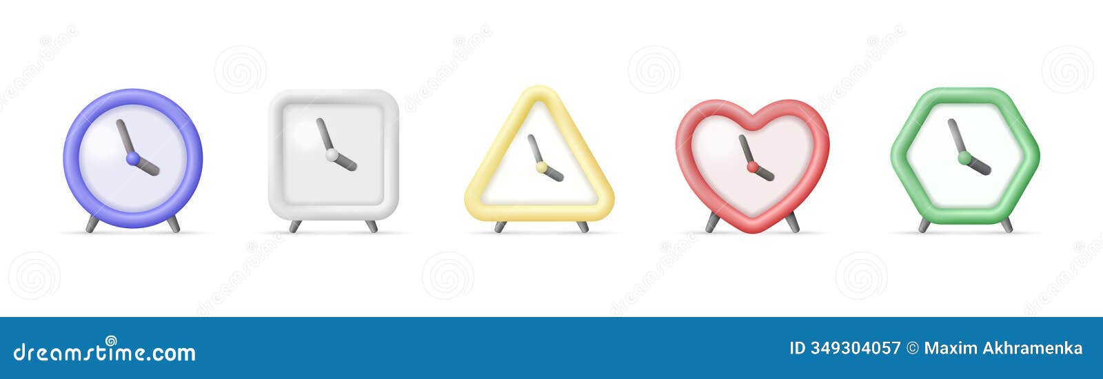 Realistic Set of Table Clocks in 3D. Realistic Alarm Clocks of ...