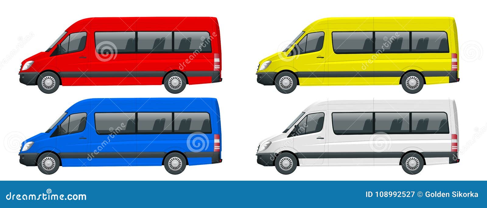 Realistic Set Of Van Template Isolated Passenger Minibus For Corporate ...