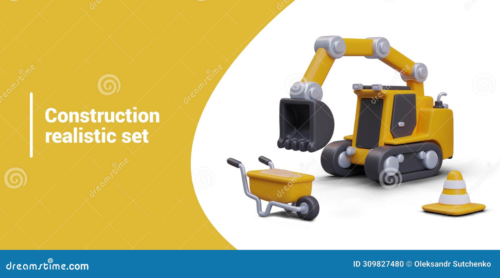 Realistic Set of Vector Objects for Construction. Excavator ...