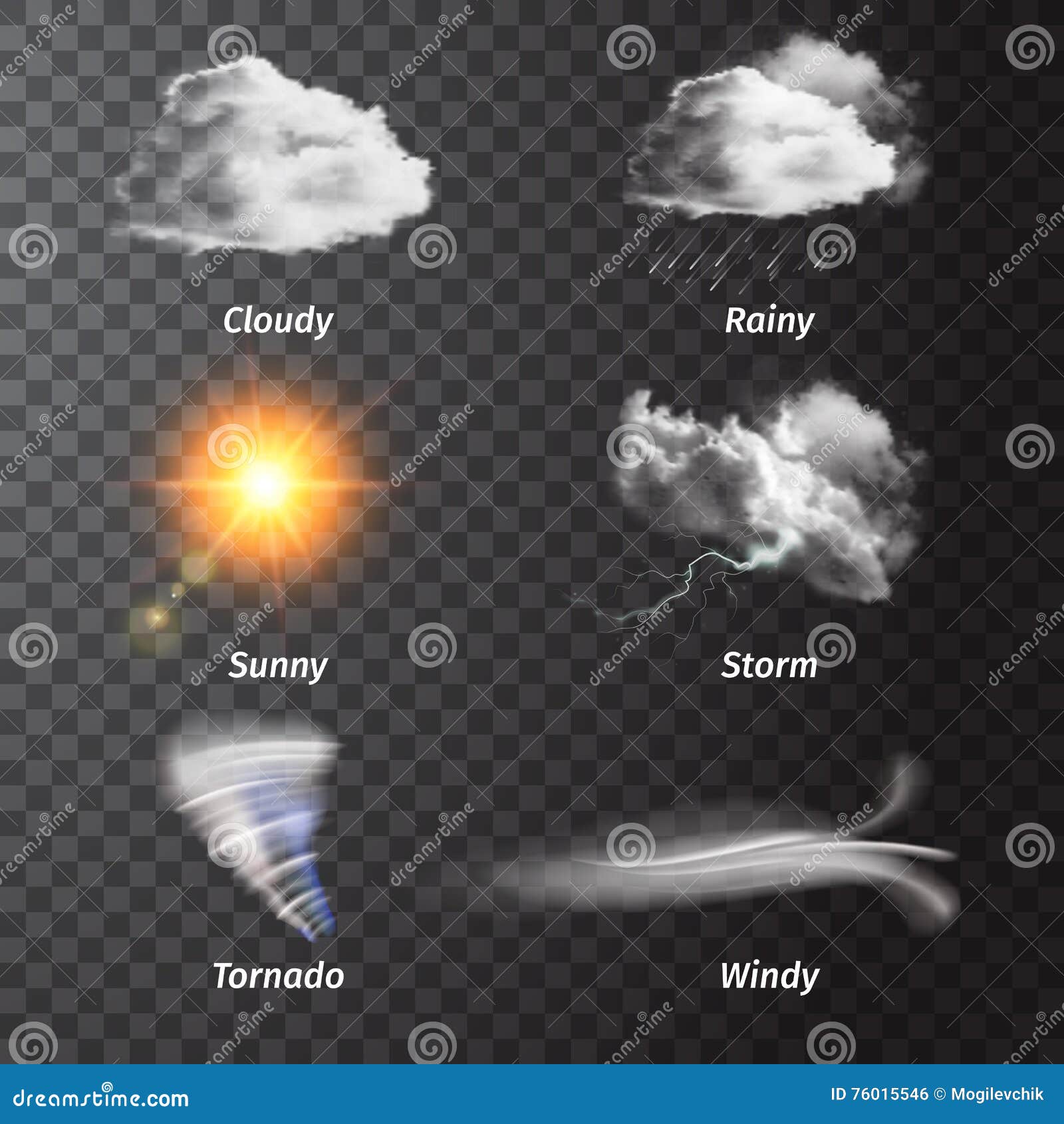 Realistic Set Weather Icon Set Stock Vector - Illustration of blue ...
