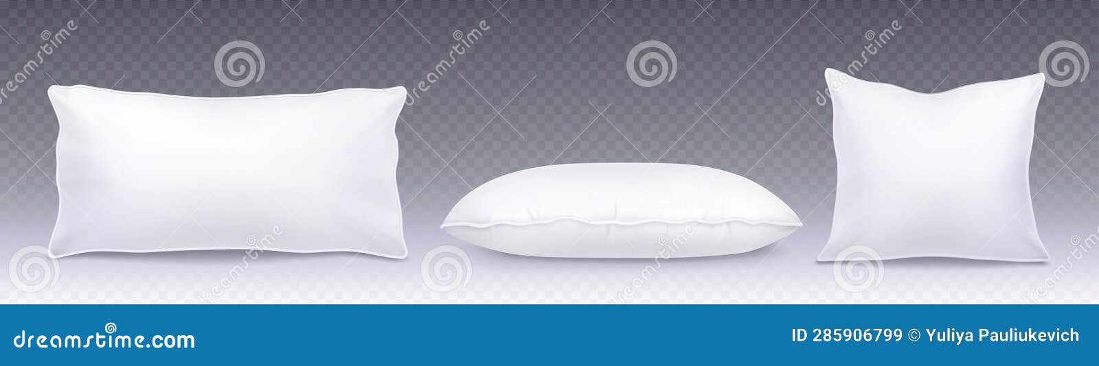 Realistic Set of White Pillows Top and Side View Stock Vector ...