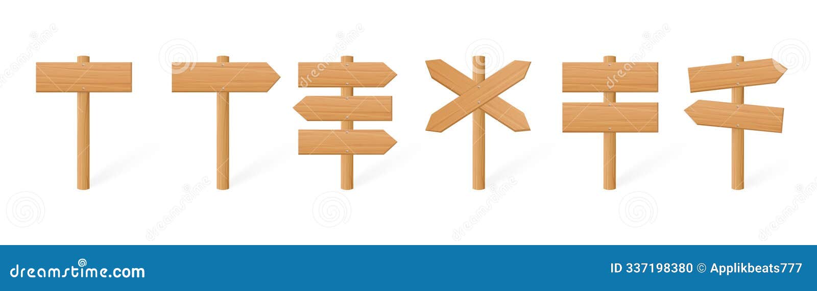 Realistic Set of Wooden Sign Posts. Vector Illustration of Blank ...