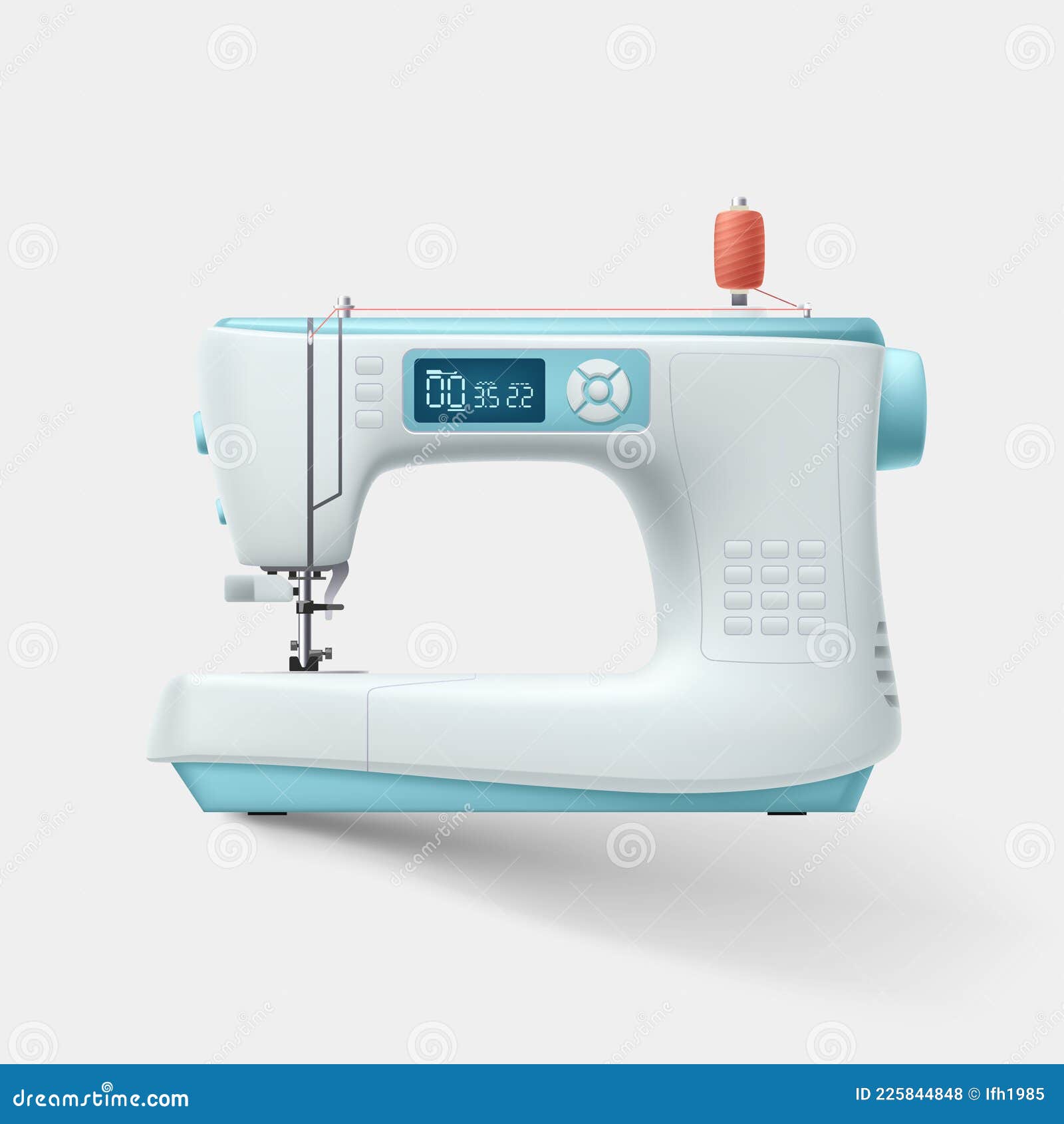 Realistic Sewing Machine Side View on White Stock Vector - Illustration ...